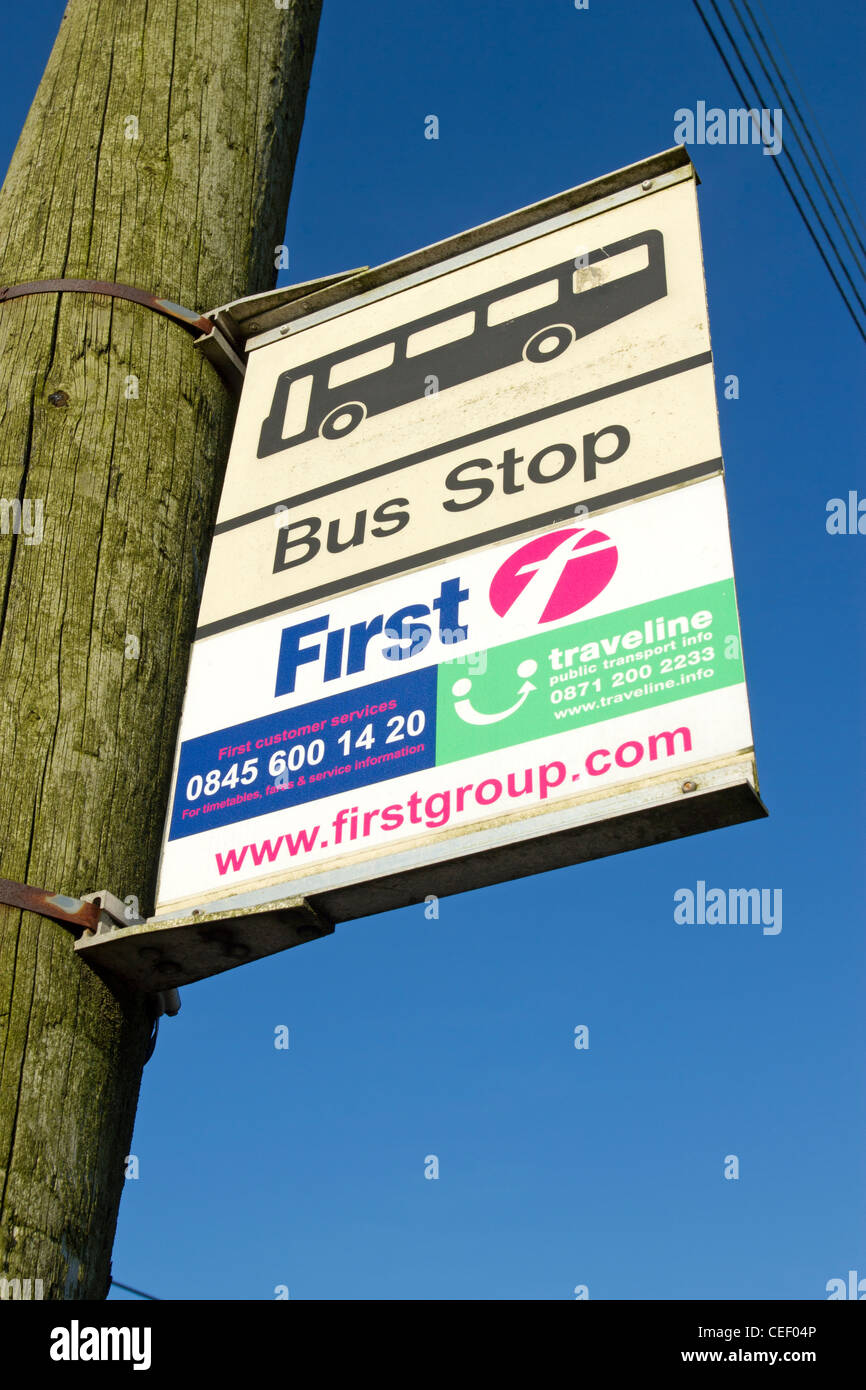 Bus Stop sign in Camborne, Cornwall UK Stock Photo - Alamy