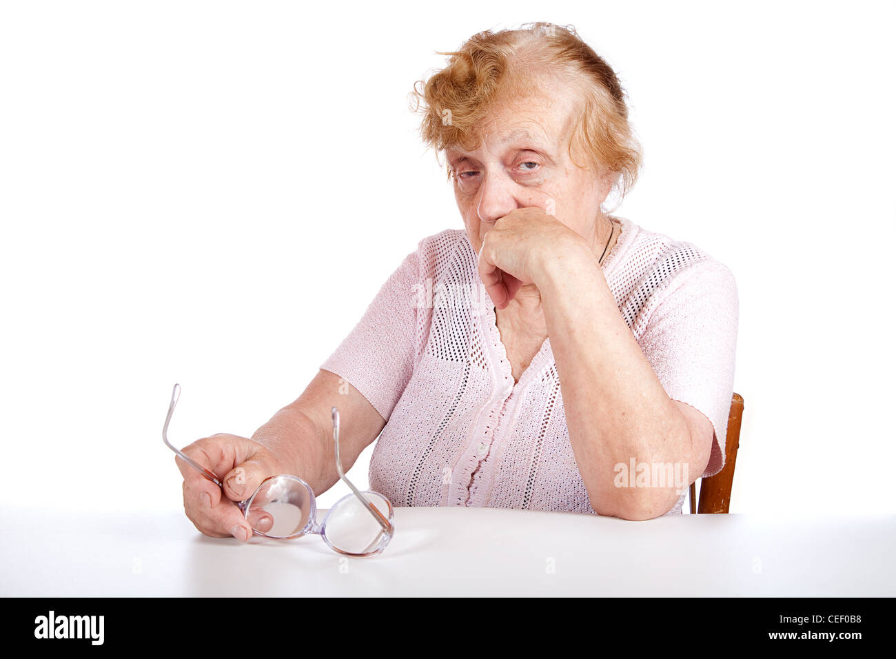 Portrait old women on a white background Stock Photo - Alamy