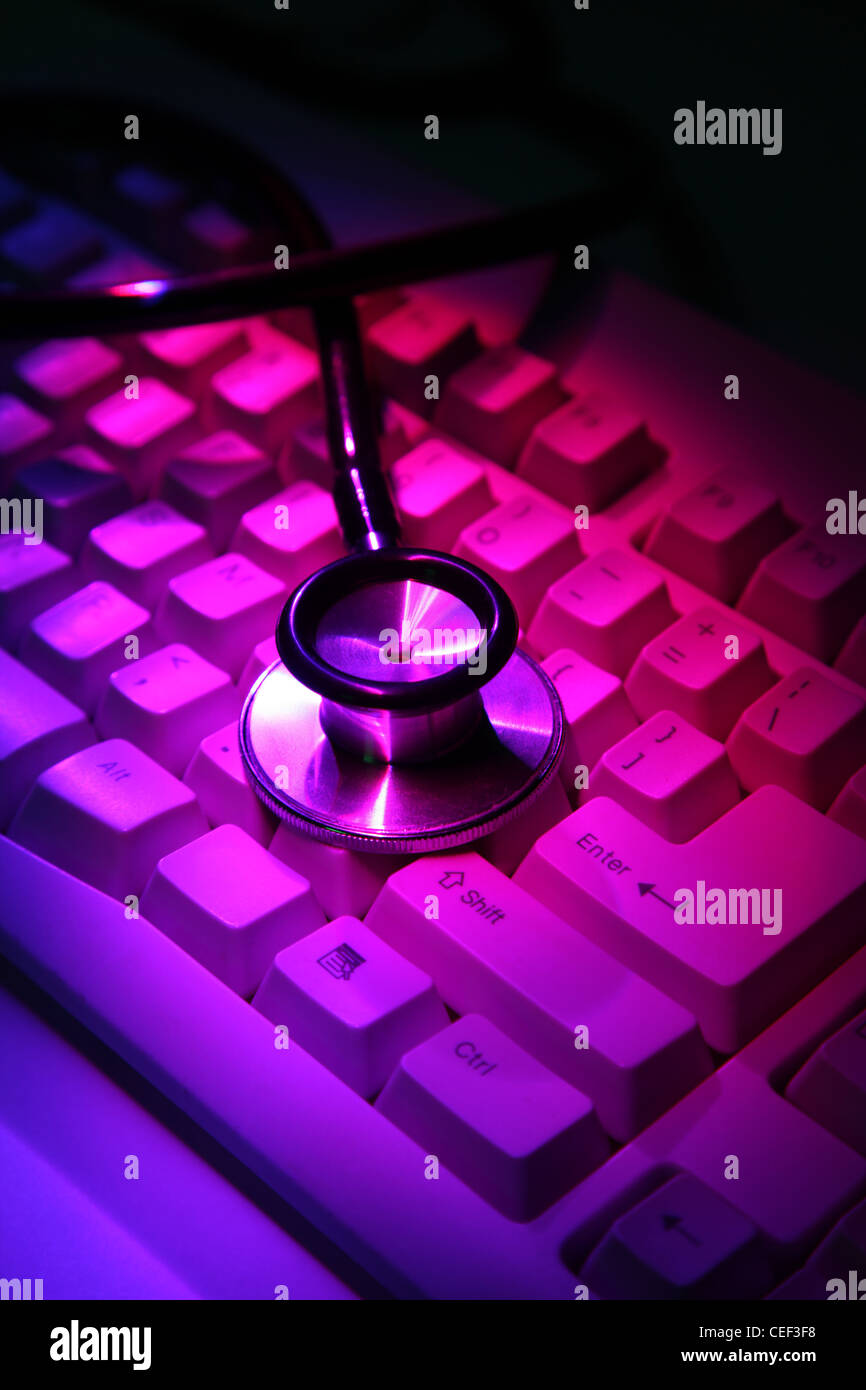 Stethoscope and Computer Keyboard, concept of Healthcare And Medicine ...
