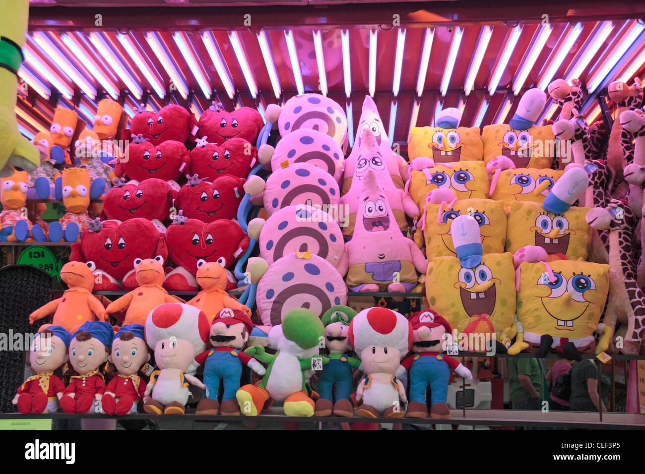 Prizes on display at a stall in a funfair in Luxembourg city Luxembourg ...