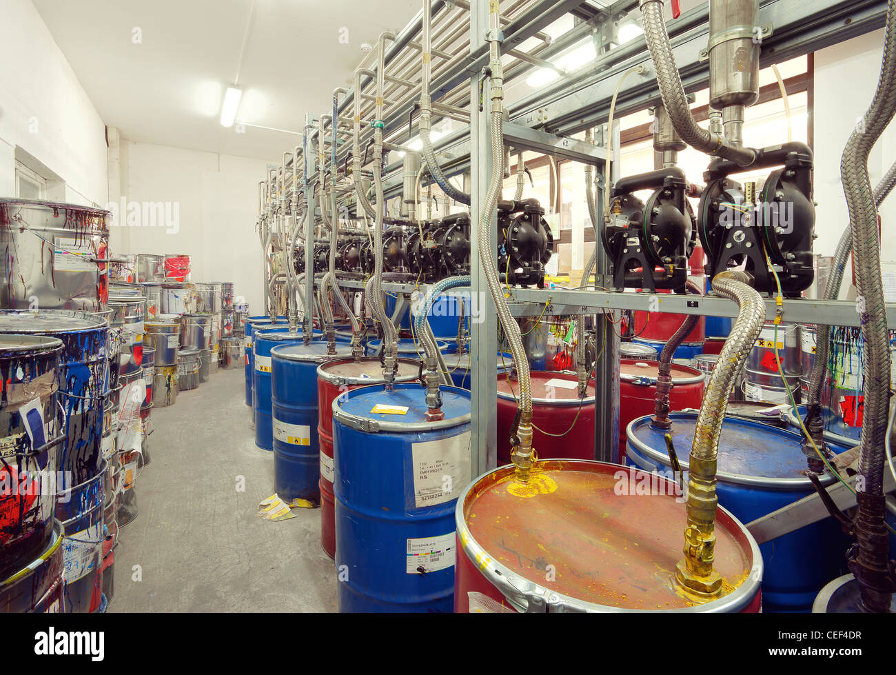 Interior of a factory room for mixing inks, used in printing Stock ...