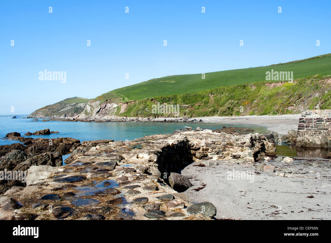 The small harbour at Portwrinkle on the South East coast of Cornwall ...