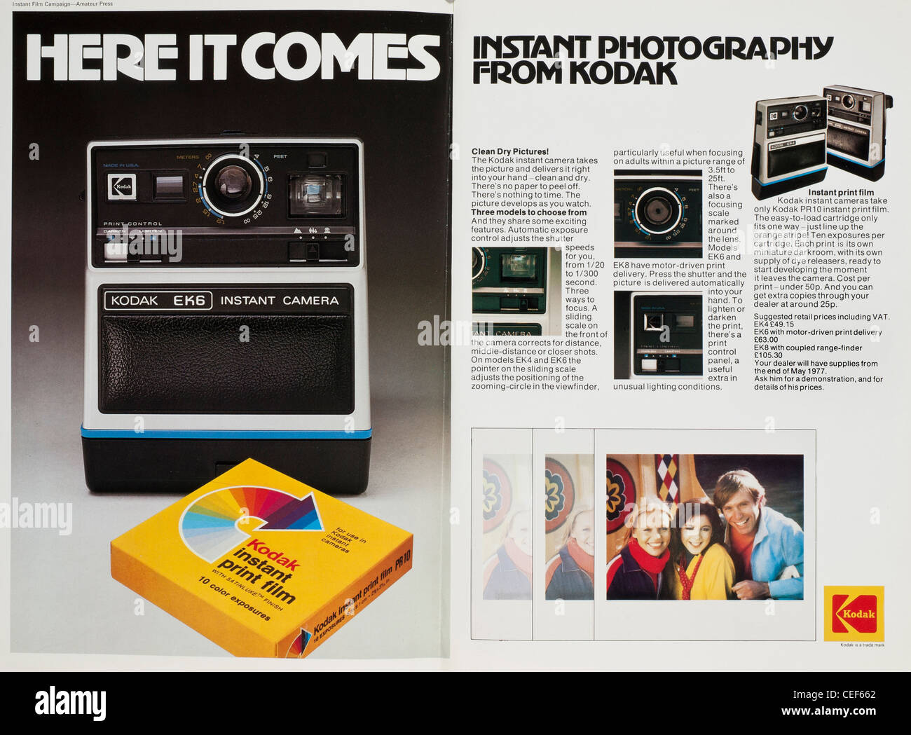 Kodak Instant (Polaroid type) Camera EK6 1976 launch press advertising ...