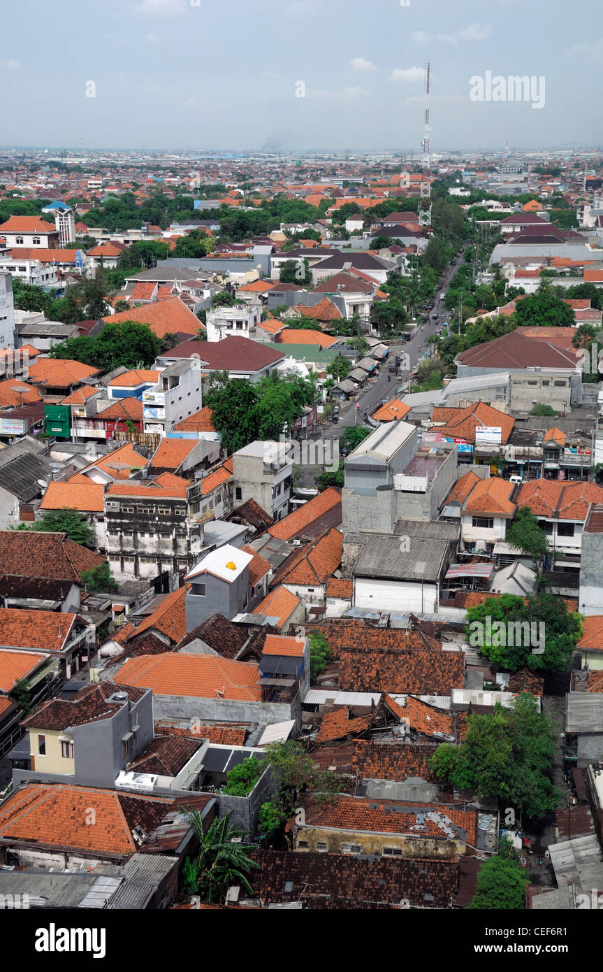 aerial rooftop view crowded houses housing living conditions squalor ...