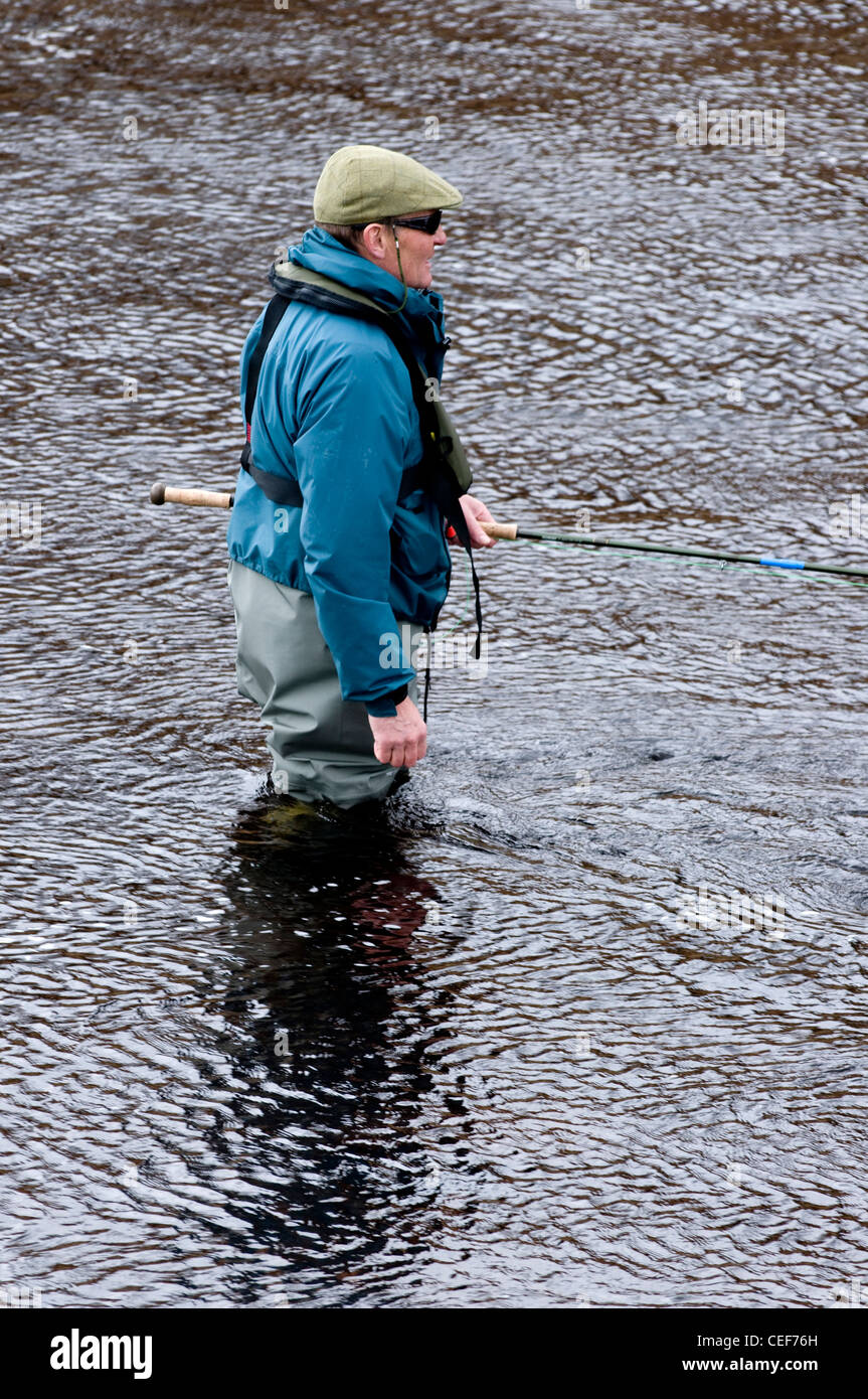 Man Salmon Fishing in the River Oykel, Sutherland, Scotland, UK Stock ...