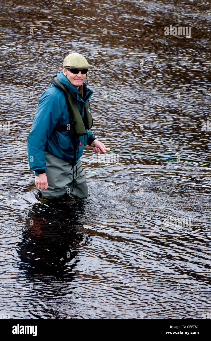 Man Salmon Fishing in the River Oykel, Sutherland, Scotland, UK Stock ...