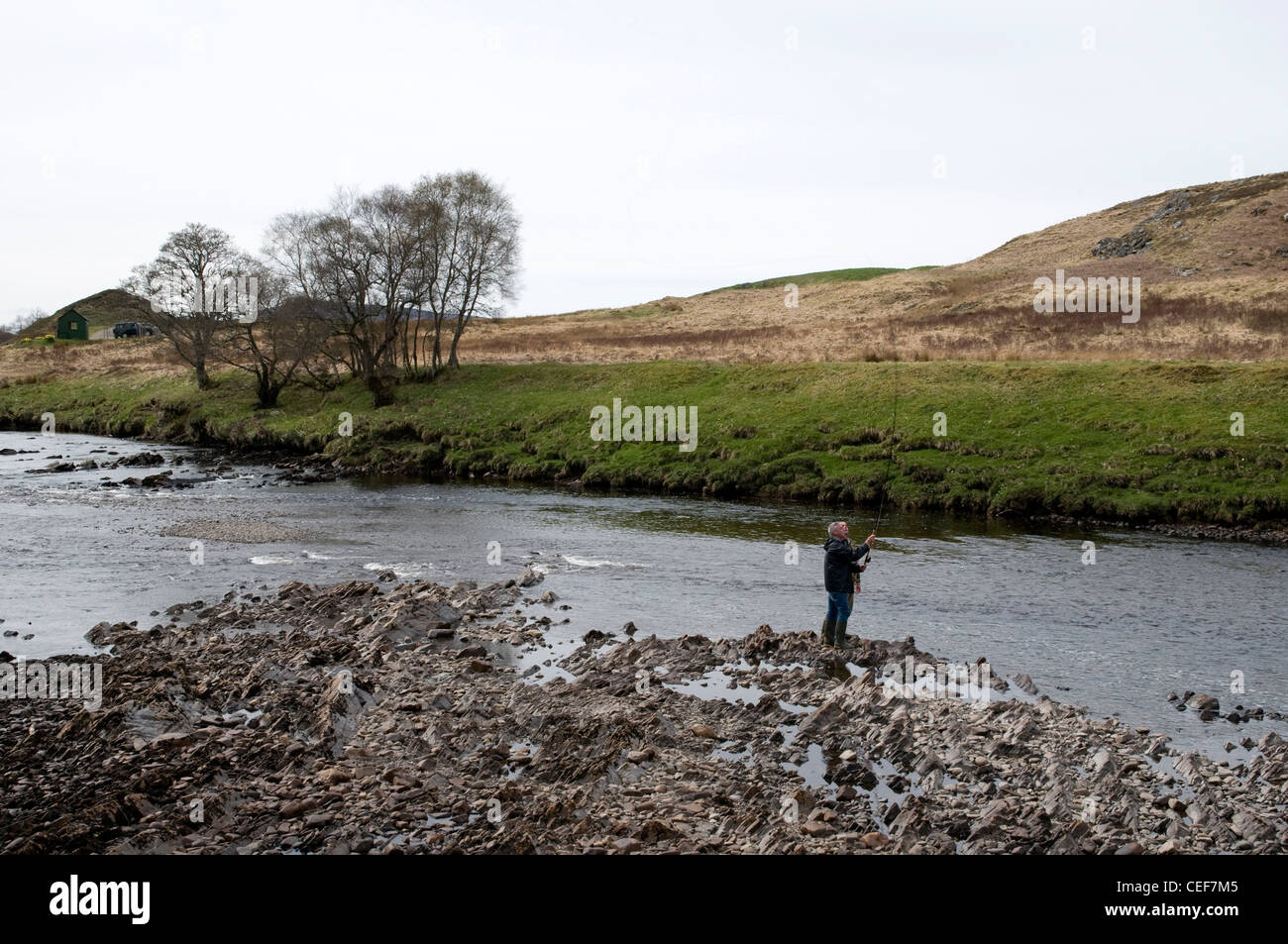 Man Salmon Fishing in the River Oykel, Sutherland, Scotland, UK Stock ...