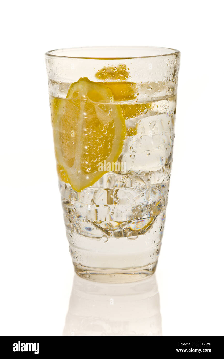 Cold lemon drink with ice Stock Photo - Alamy