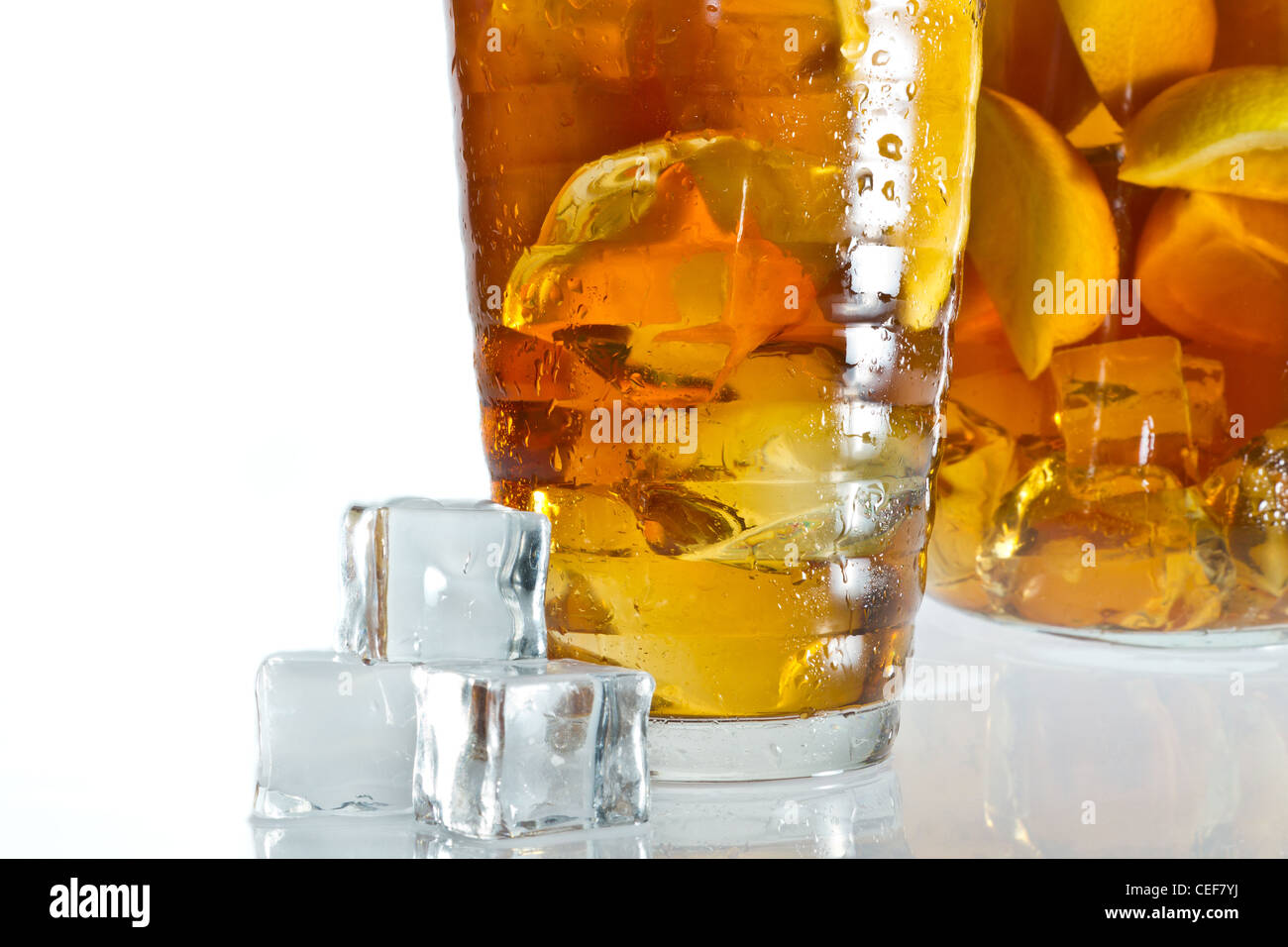 Closeup ice tea and cubes Stock Photo - Alamy