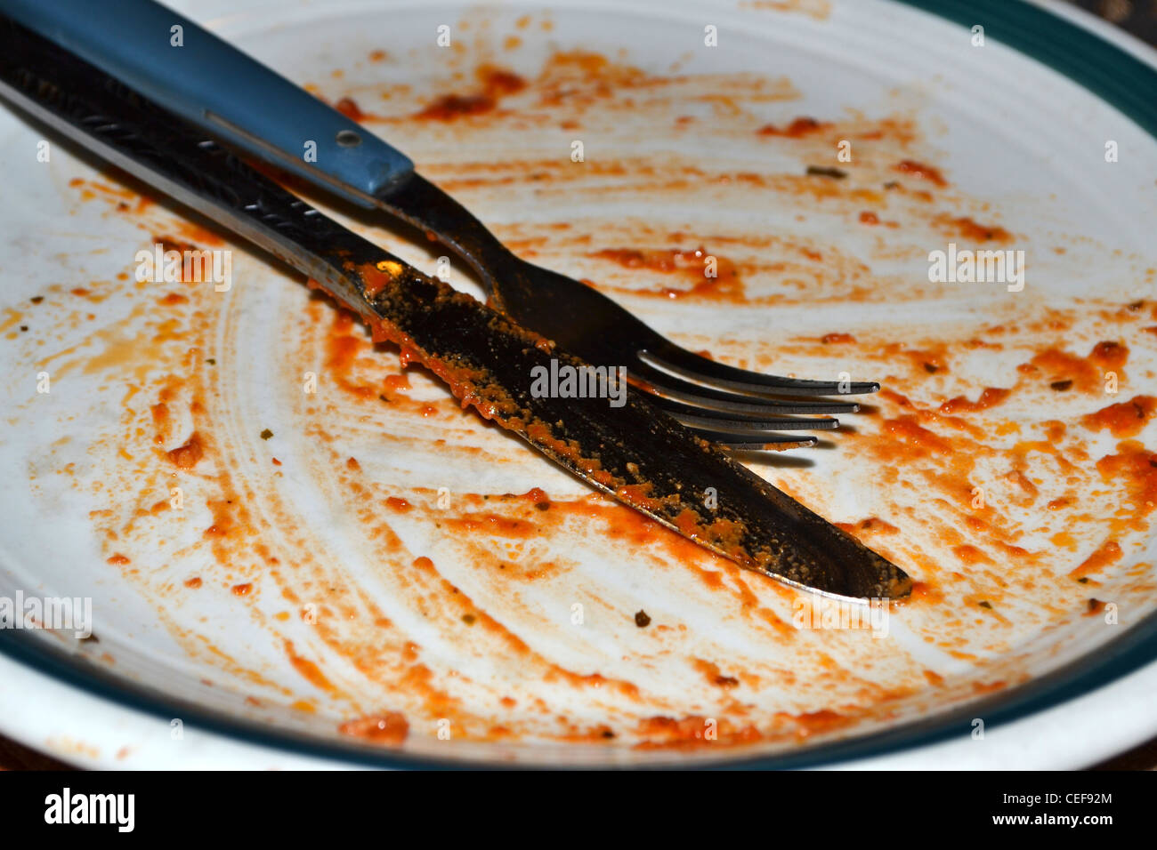 Finished dinner, ready to clean up Stock Photo - Alamy