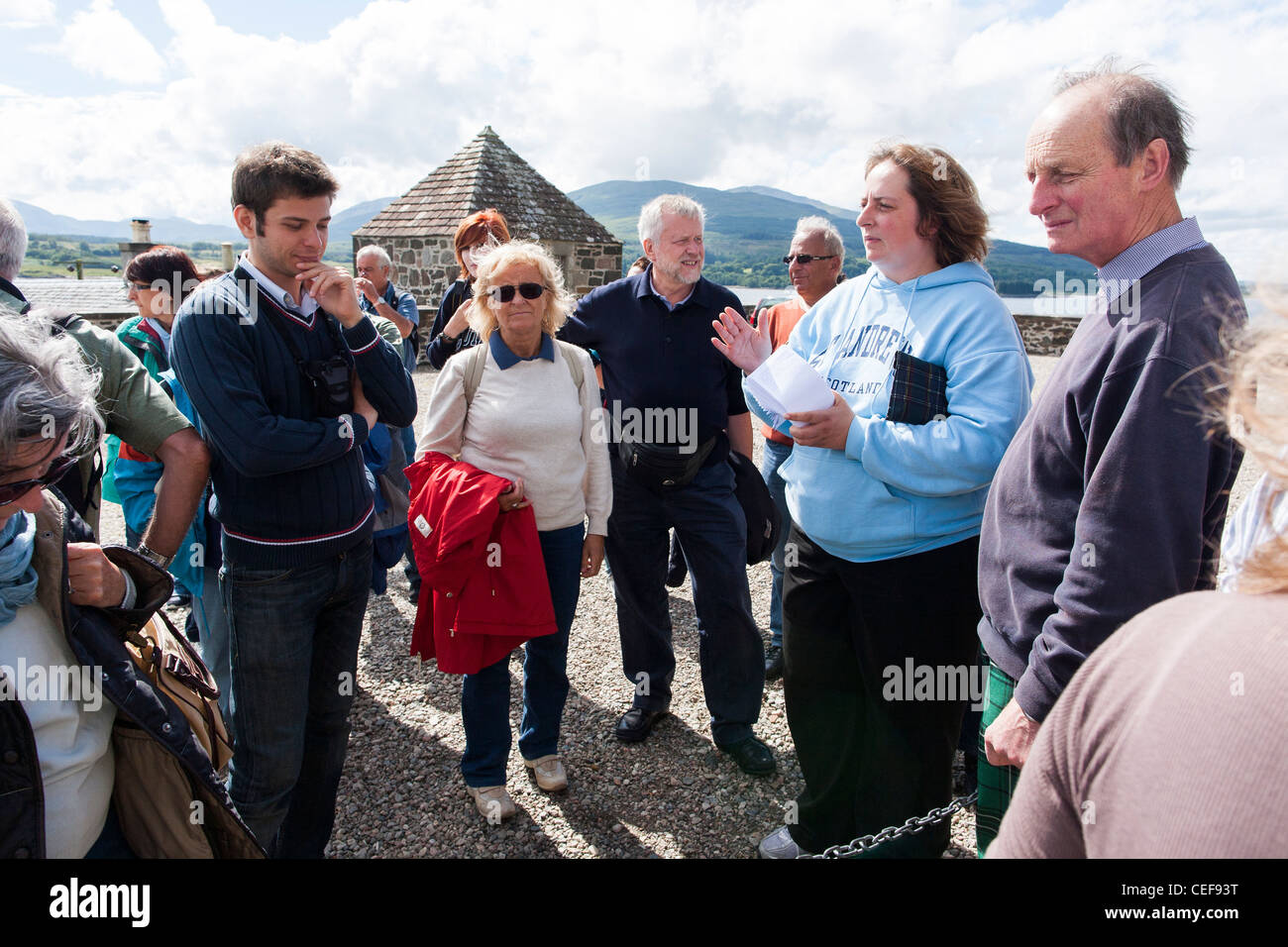 Lachlan Hector Charles Maclean, chief of the Clan Maclean greets ...