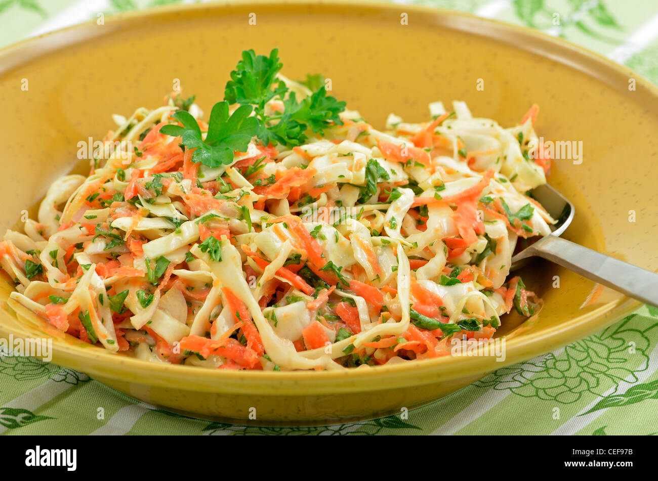 Traditional coleslaw with sweet cabbage, carrot, parsley and shallots ...