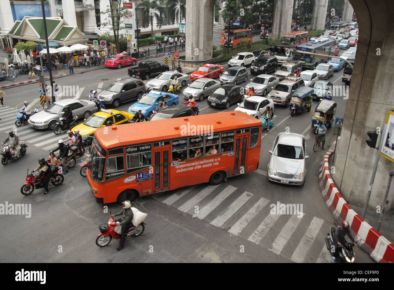 Local bus on traffic in Bangkok Stock Photo - Alamy