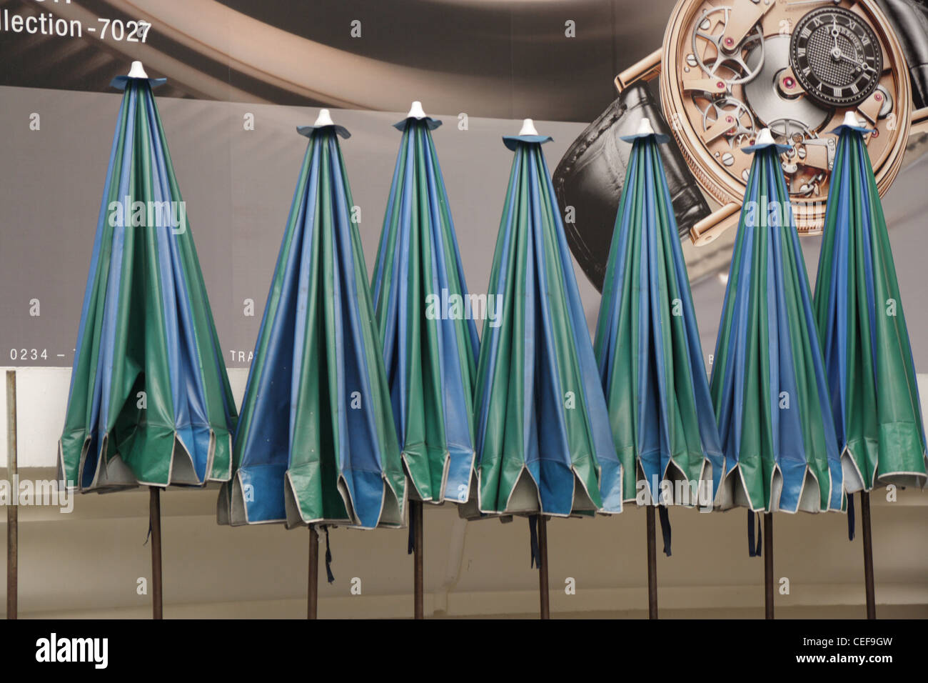 Raw of closed umbrellas Stock Photo - Alamy