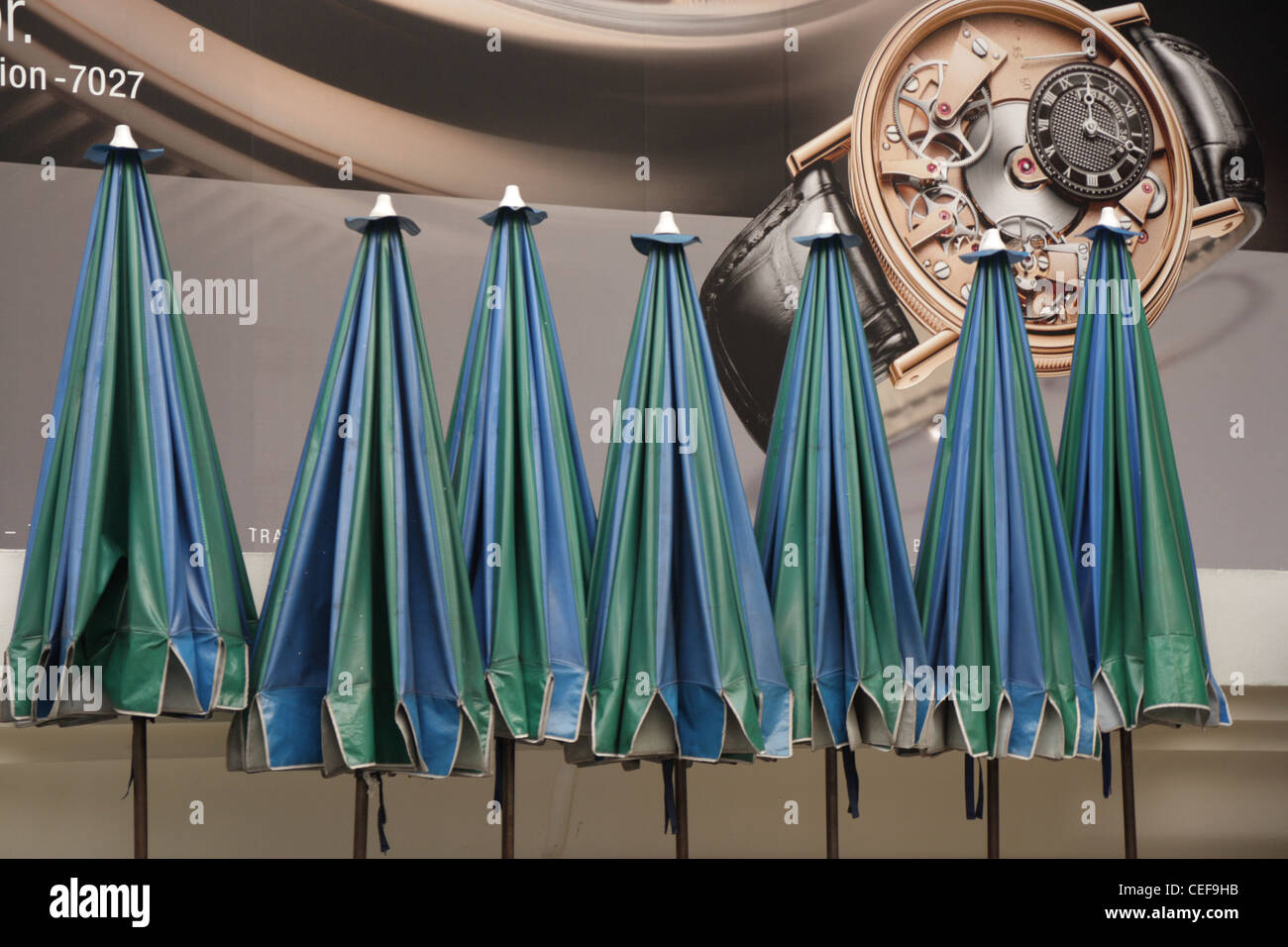 Raw of closed umbrellas Stock Photo - Alamy