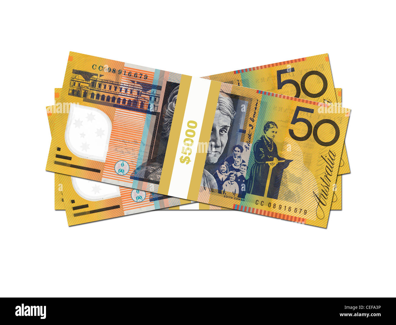 Australian currency isolated against a white background Stock Photo - Alamy