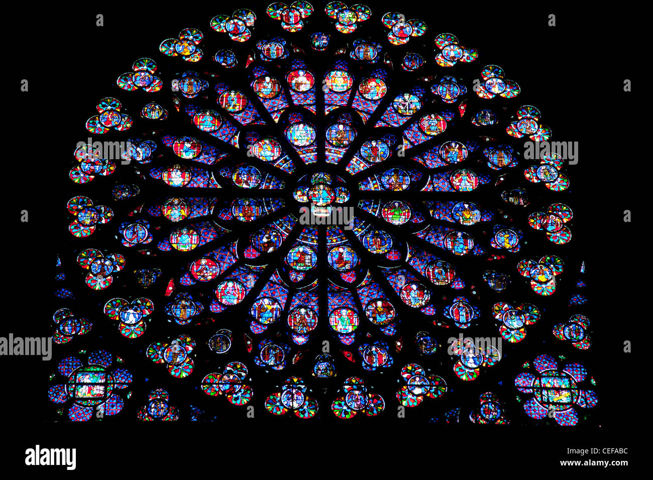 Stained glass South Rose window in Notre Dame Cathedral Paris France ...