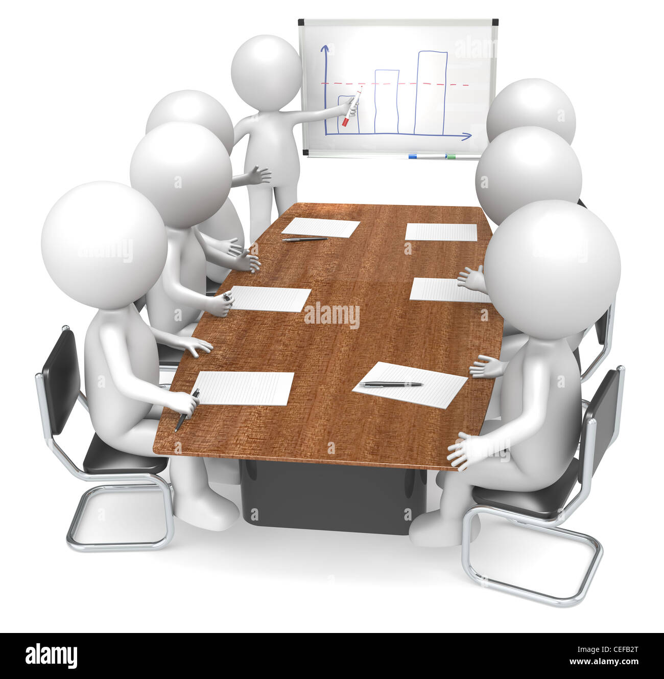 3D little human characters X7 during a Presentation. Business People ...