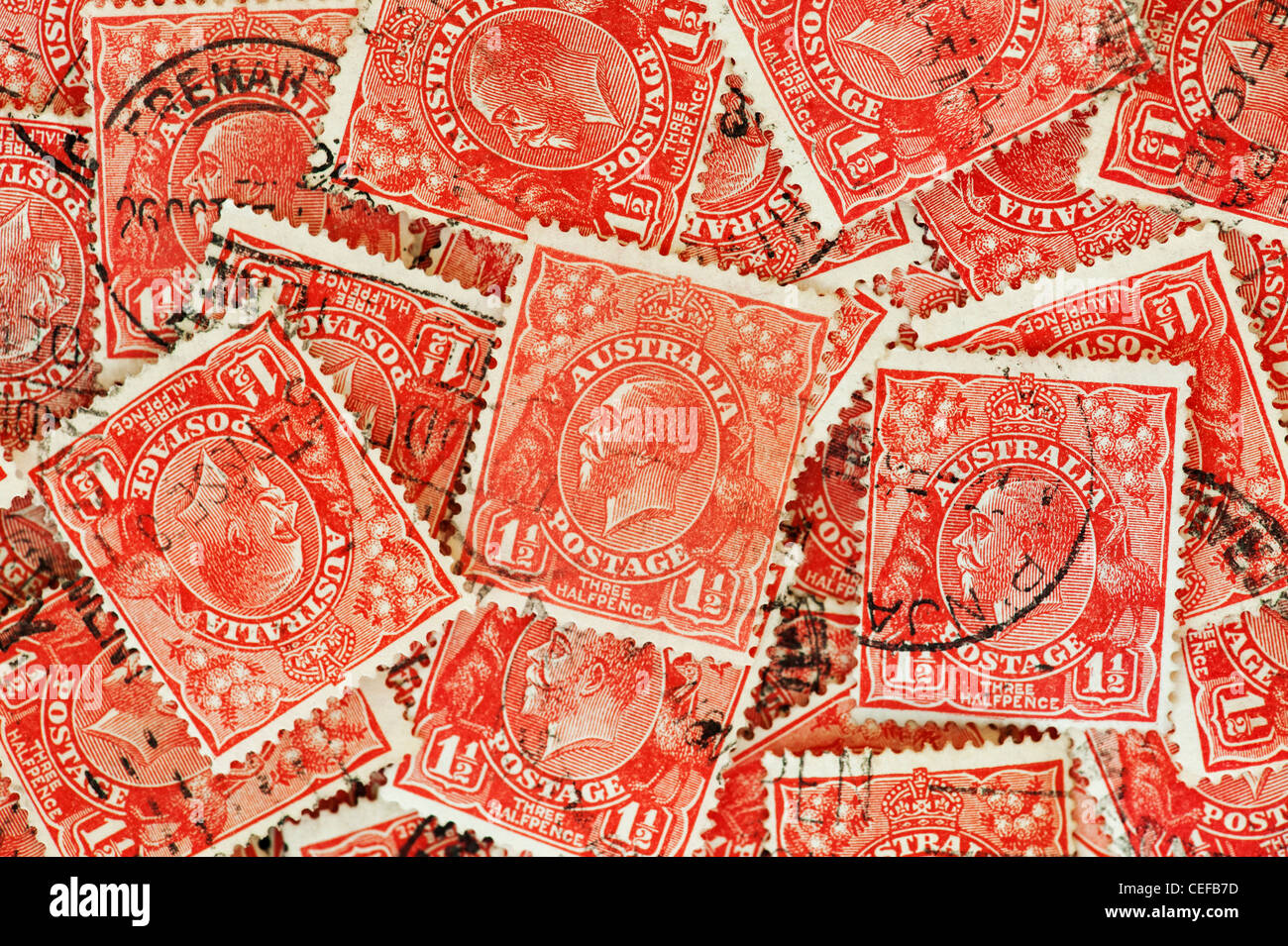 1 1/2 d King George V Australian postage stamps Stock Photo - Alamy