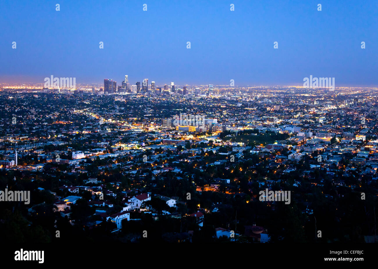 U.S.A., California, Los Angeles, night view on the city from the ...