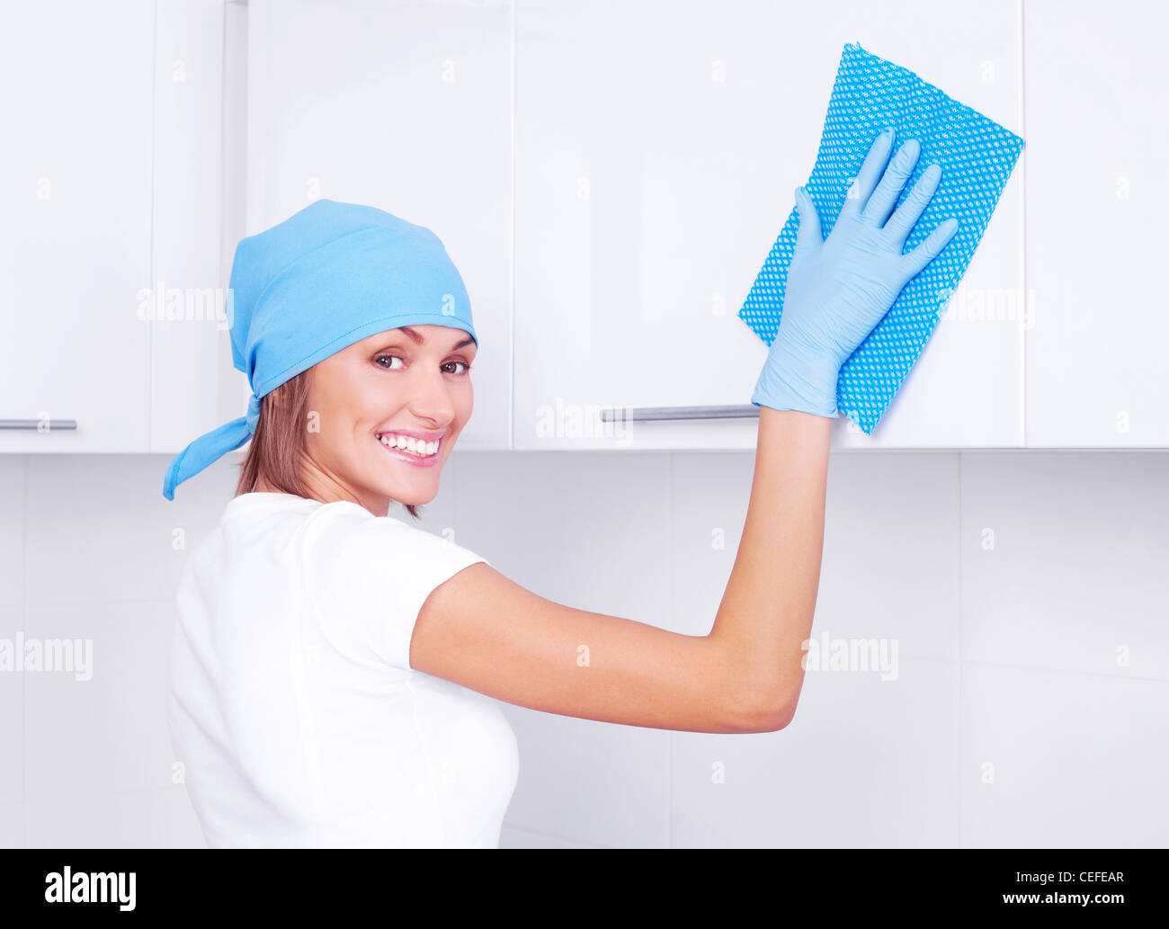 beautiful woman cleaning the house Stock Photo - Alamy