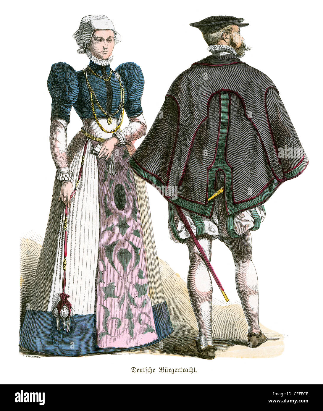 A couple in German Burger (Burgomaster) costume of the 16th century ...