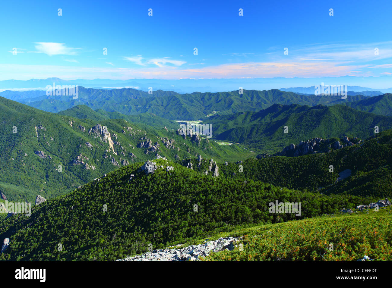 Rocky mountain group. View from the mount Kinpo Stock Photo - Alamy