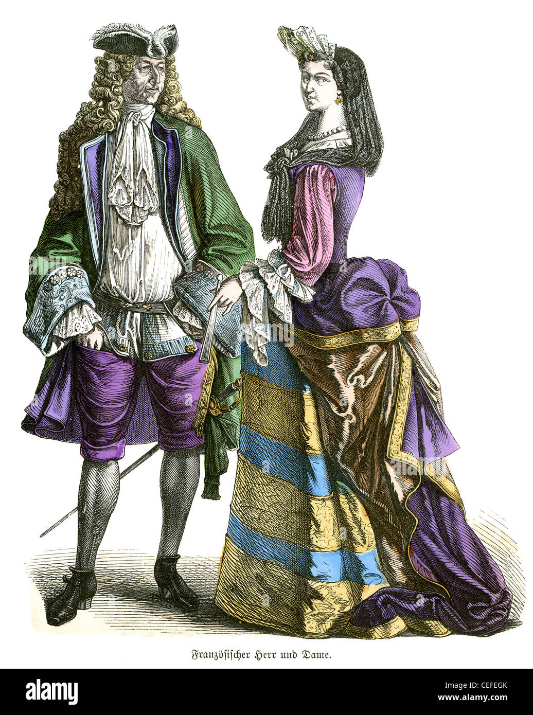 A French lord and lady from the first third of the 18th century Stock ...