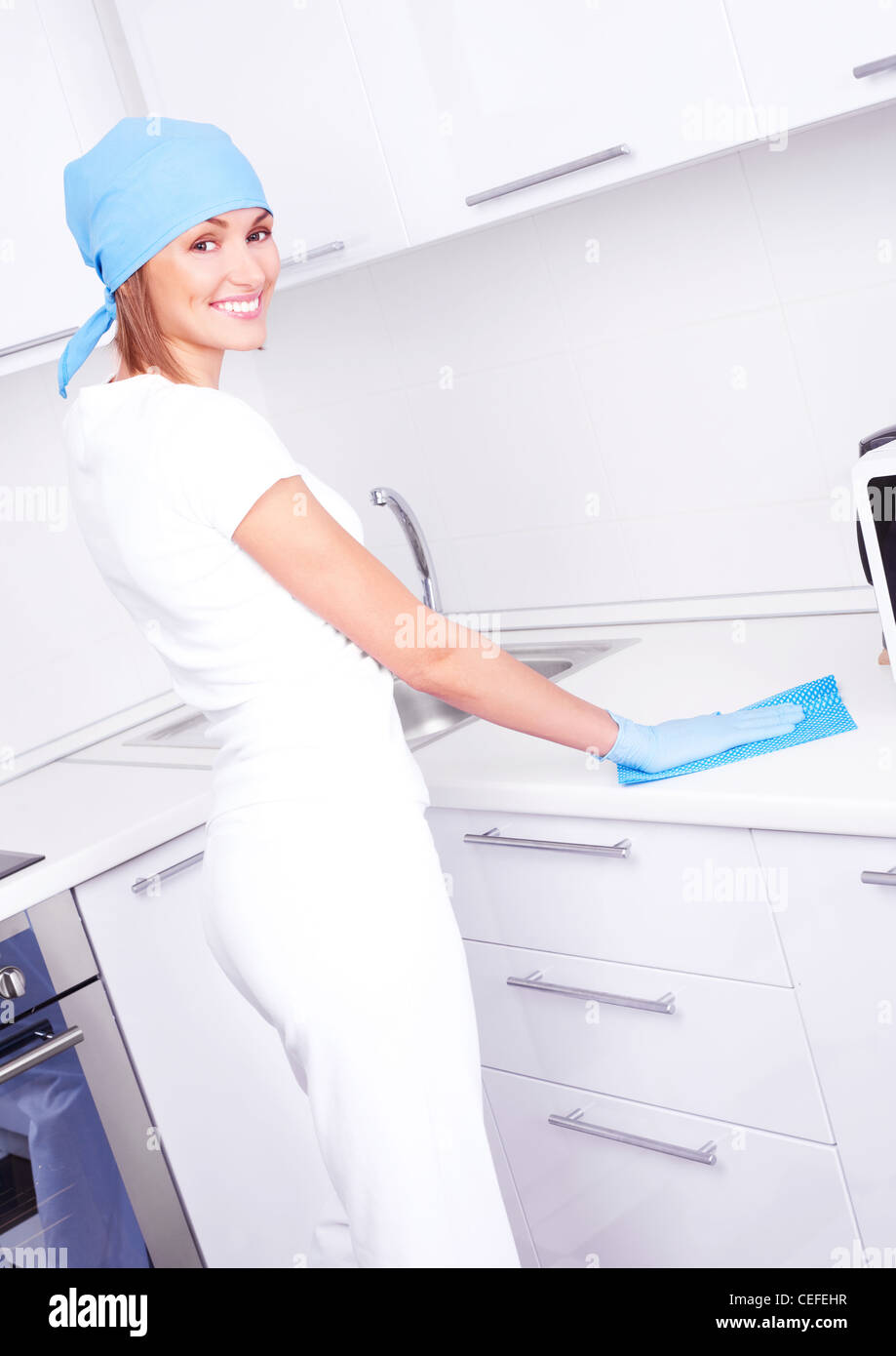 beautiful woman cleaning the house Stock Photo - Alamy