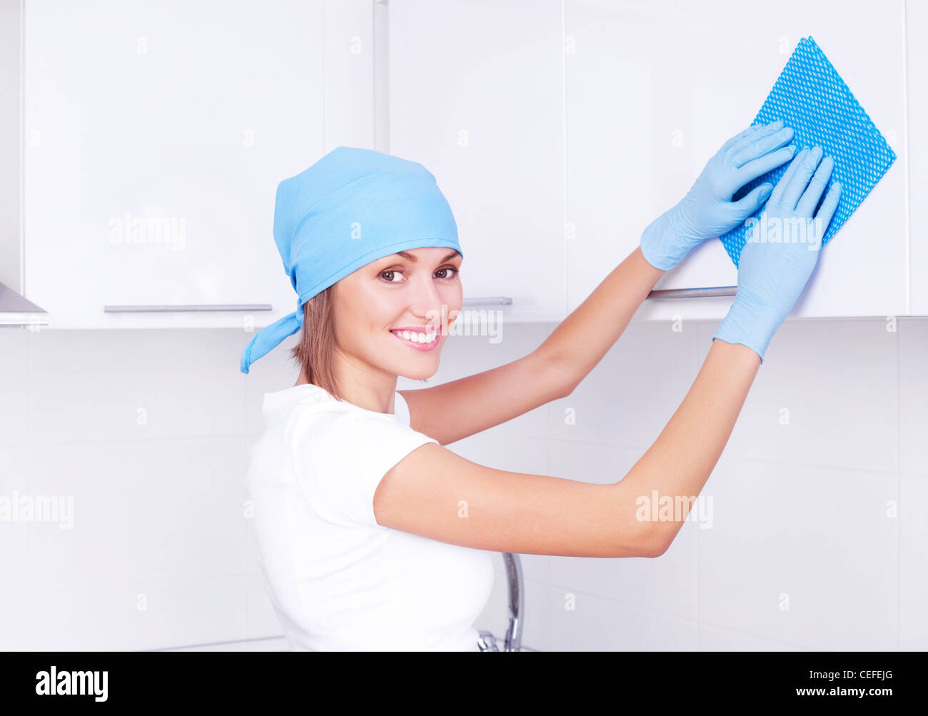 beautiful woman cleaning the house Stock Photo - Alamy