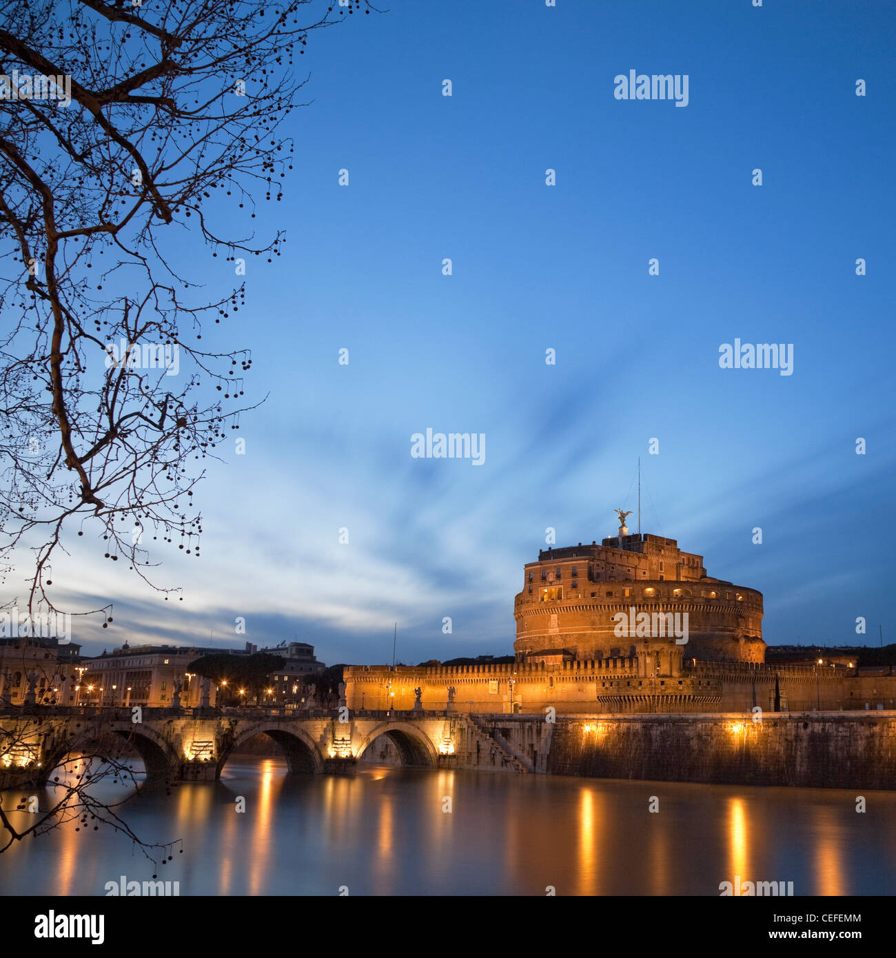 Castel Sant'Angelo lit up at night Stock Photo - Alamy
