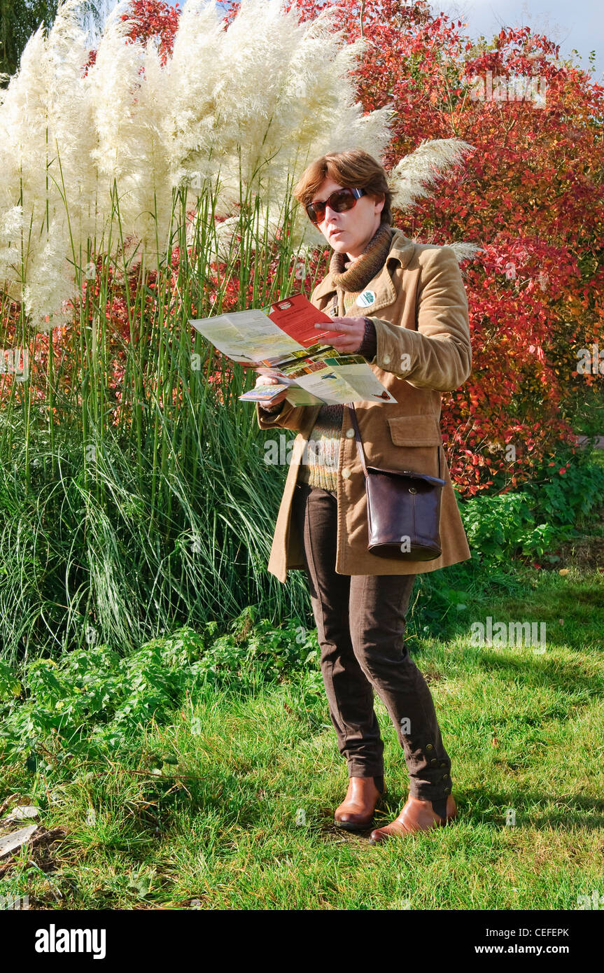 Woman exploring Marks Hall Gardens and Arboretum. Marks Hall, Essex, UK ...