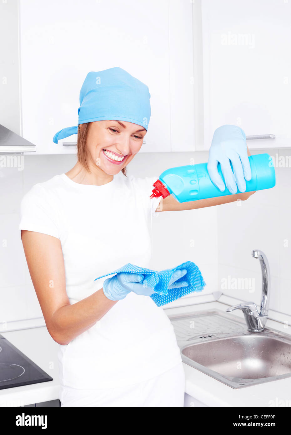 beautiful woman cleaning the house Stock Photo - Alamy
