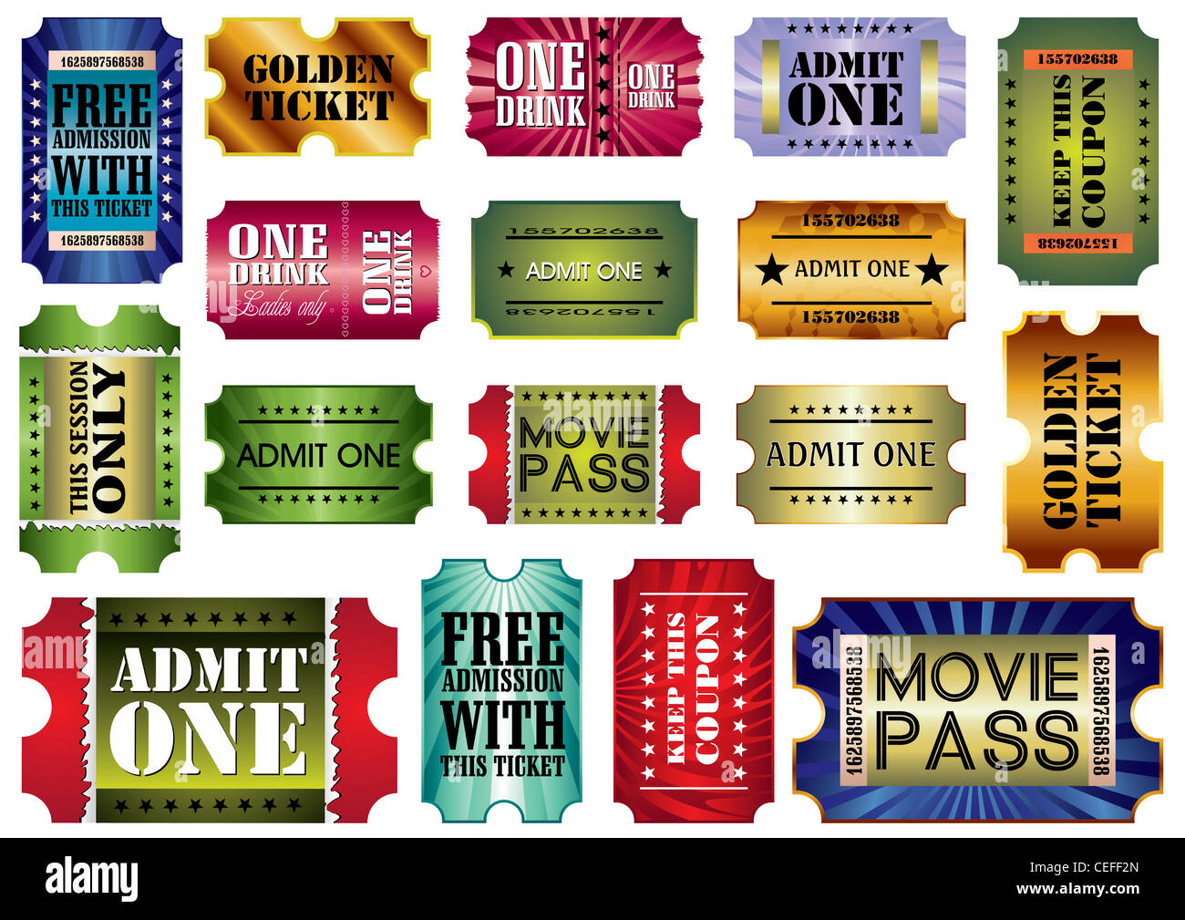 vector set: admit one tickets, illustration Stock Photo - Alamy