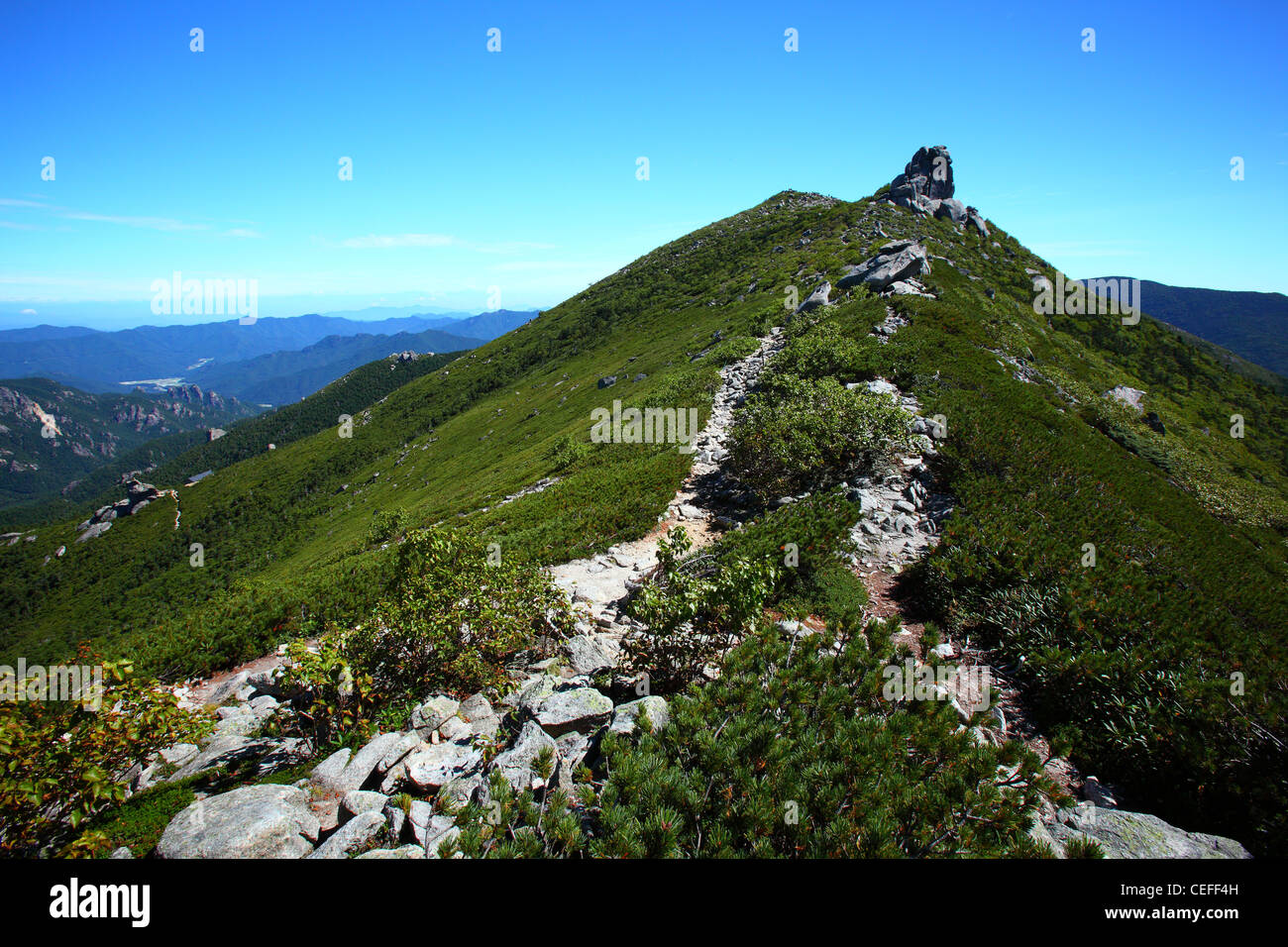 Big rock peak. Mount Kimpo in Japan Stock Photo - Alamy