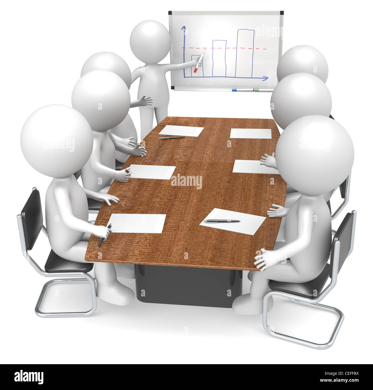 3D little human characters X7 during a Presentation. Business People ...
