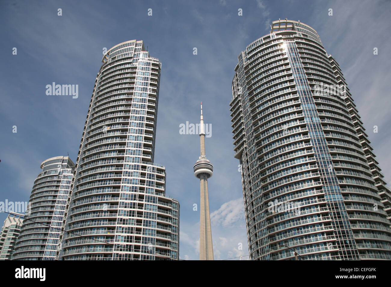 CN Tower Toronto, framed by tall buildings Stock Photo - Alamy