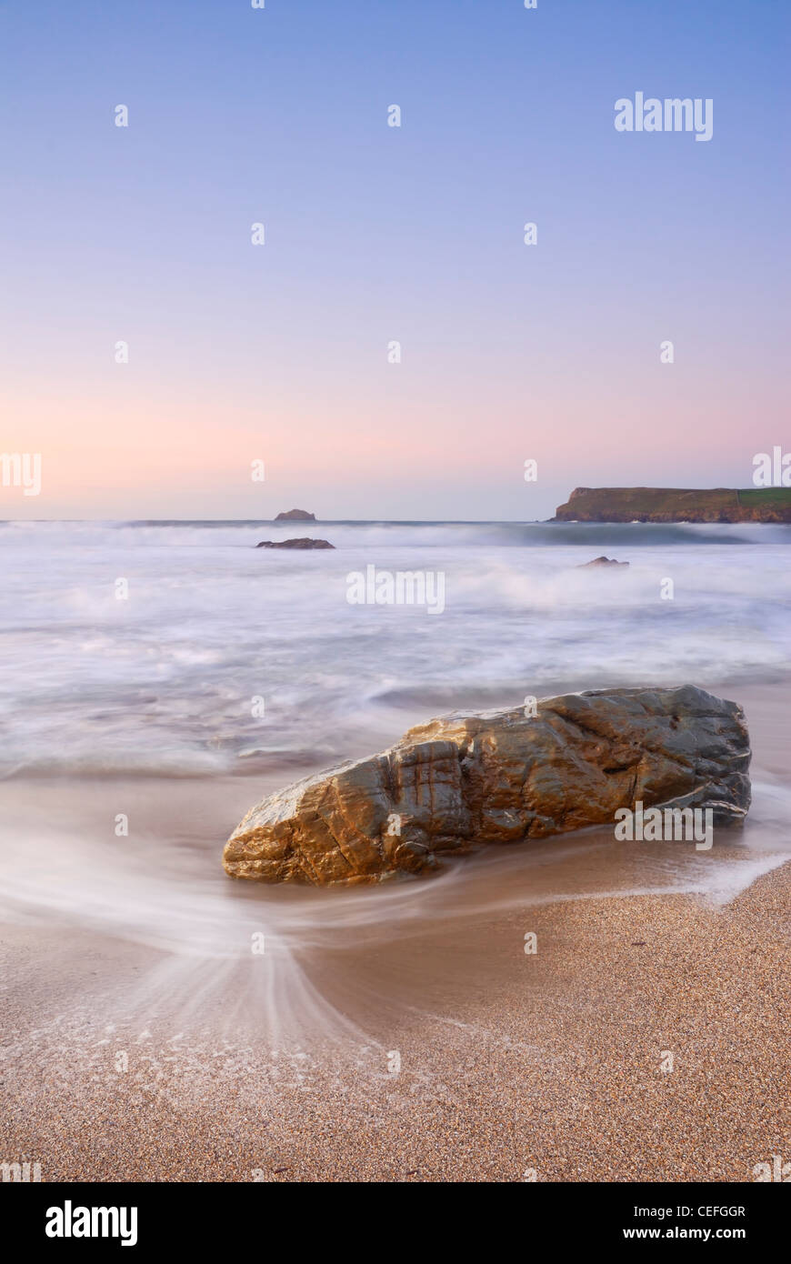 Slow shutter seascape. View from Greenaway beach cornwall to Pentire ...