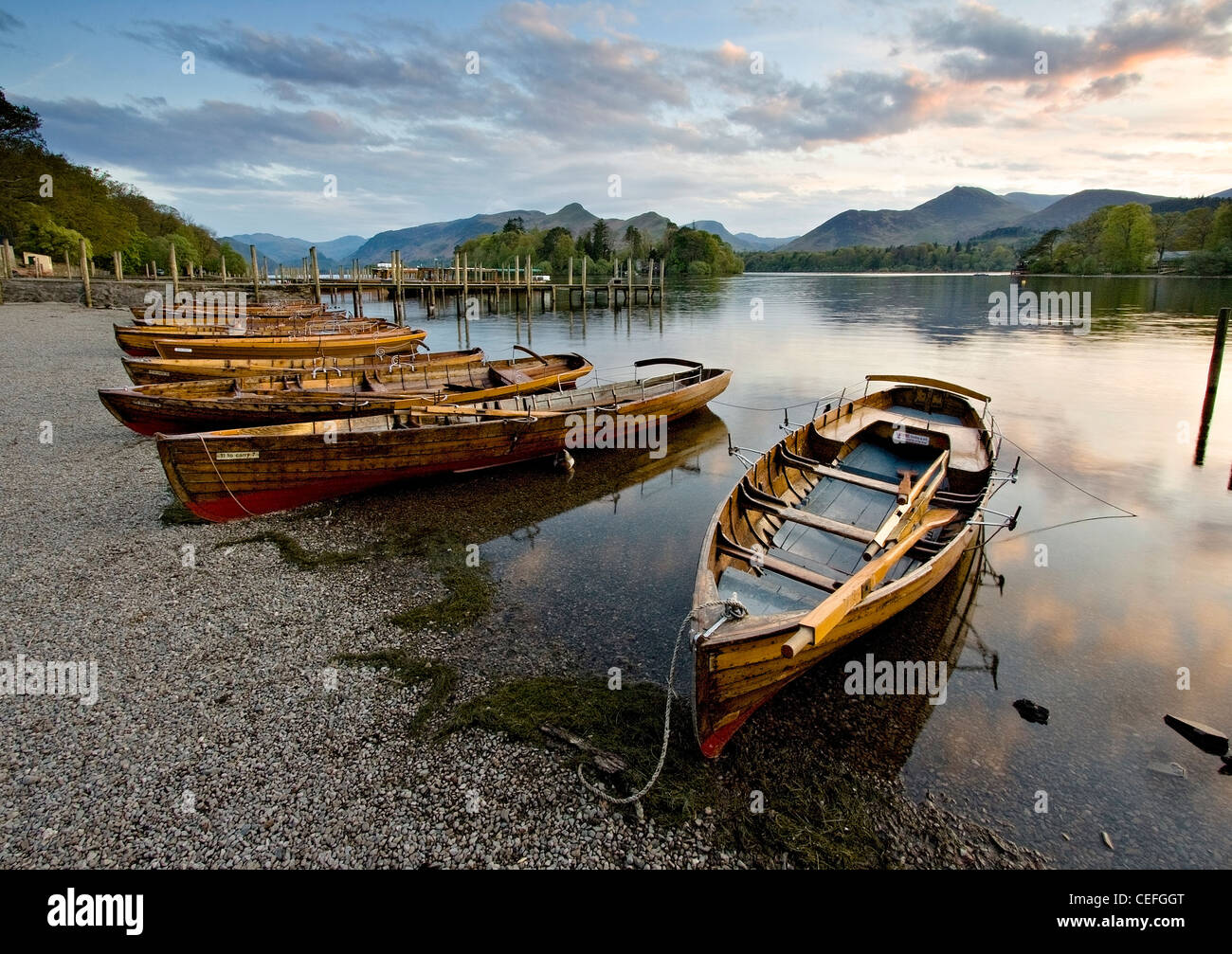 Resting Rowing Boats on [Derwent Water] at Keswick Landing Stage ...