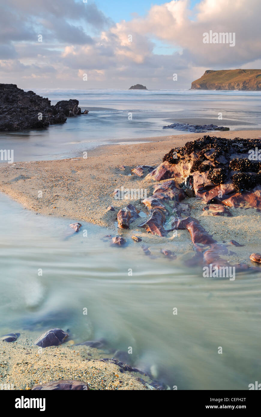 Cornish dusk seascape, North Cornwall Stock Photo - Alamy