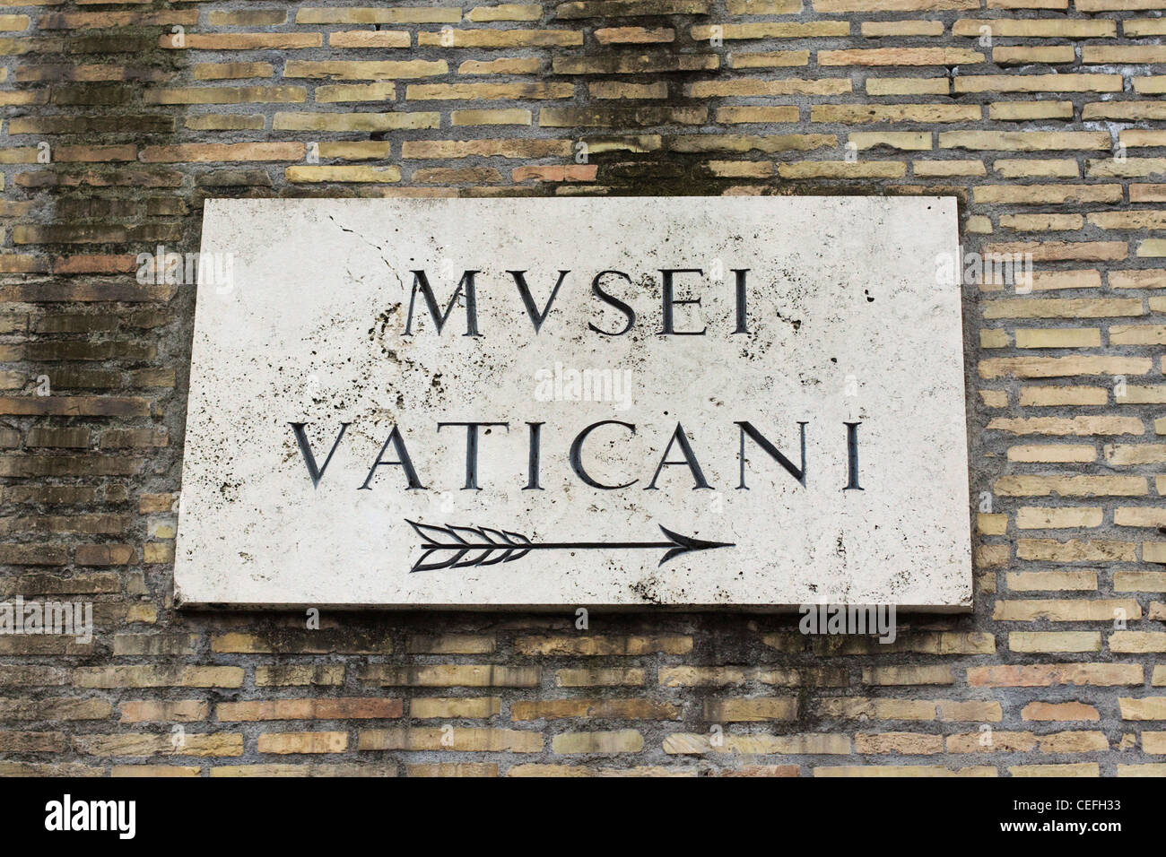 A Stone sign Directing tourist and the public to the Vatican Stock ...