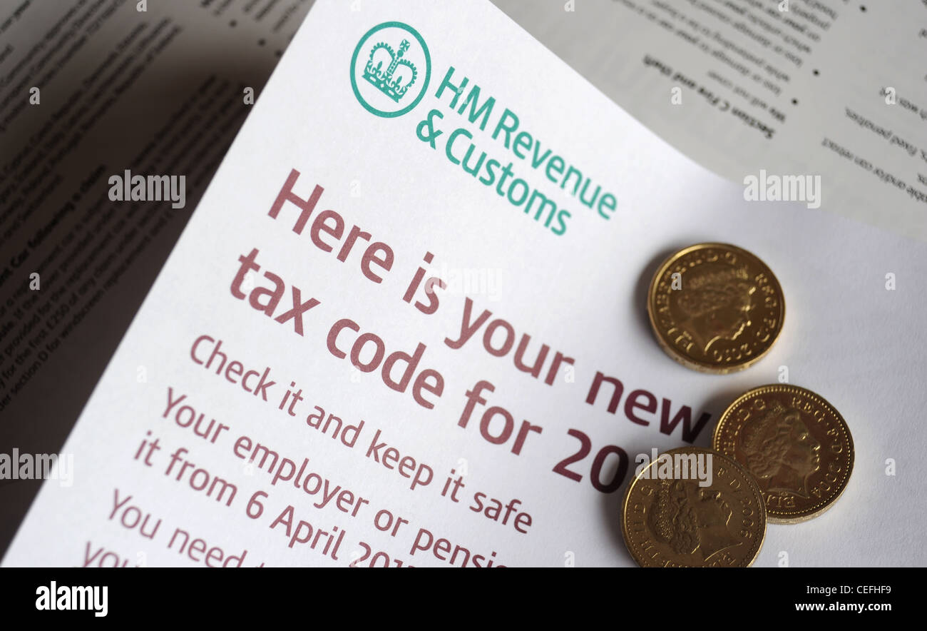 HM REVENUE AND CUSTOMS TAX CODE INFORMATION LEAFLET WITH BRITISH POUND HM REVENUE AND CUSTOMS TAX CODE INFORMATION LEAFLET WITH BRITISH POUND