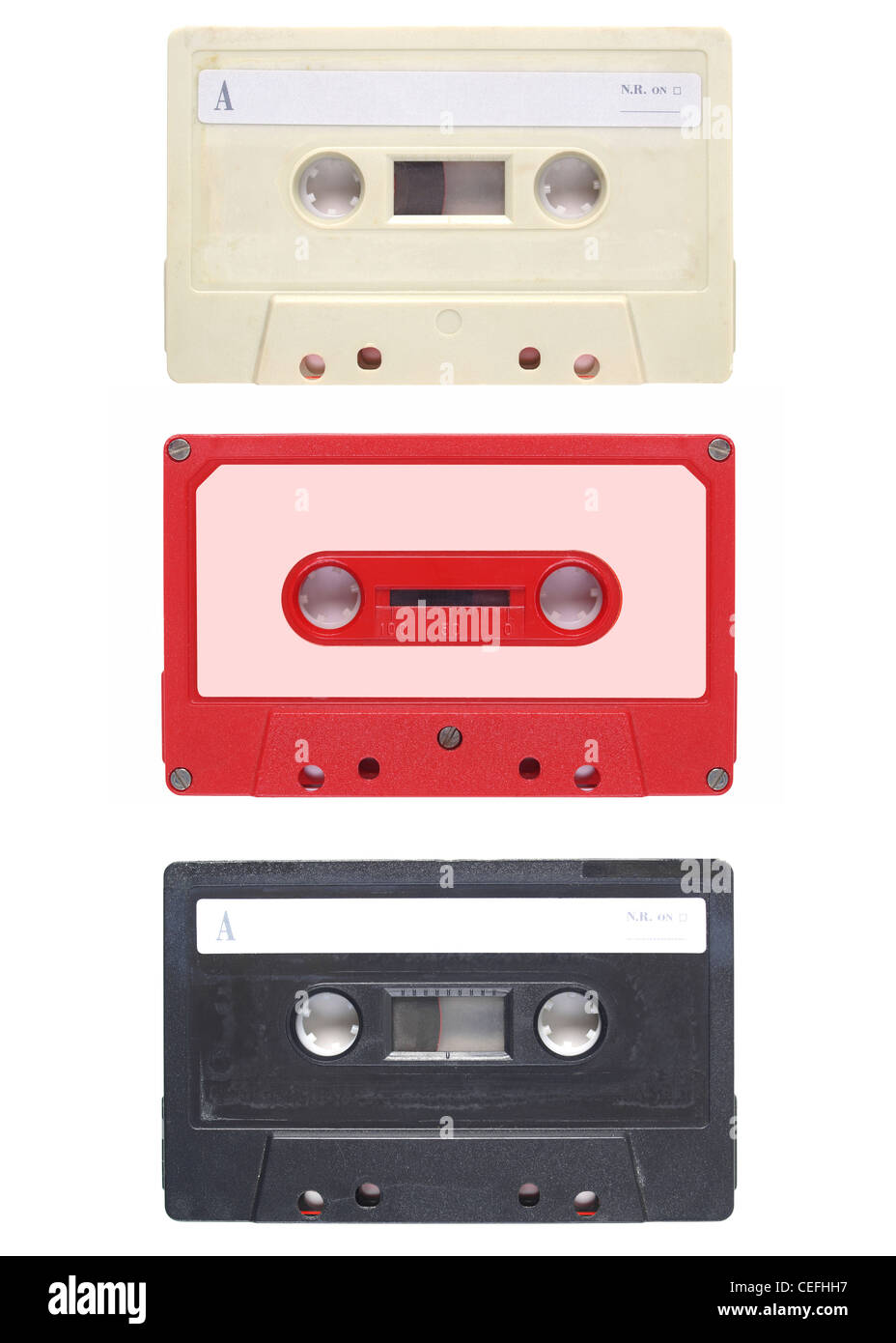 Magnetic tape cassette for audio music recording - isolated over white ...
