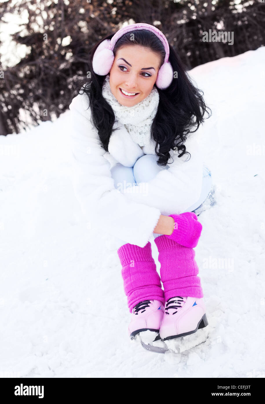 happy woman ice skating outdoor Stock Photo - Alamy