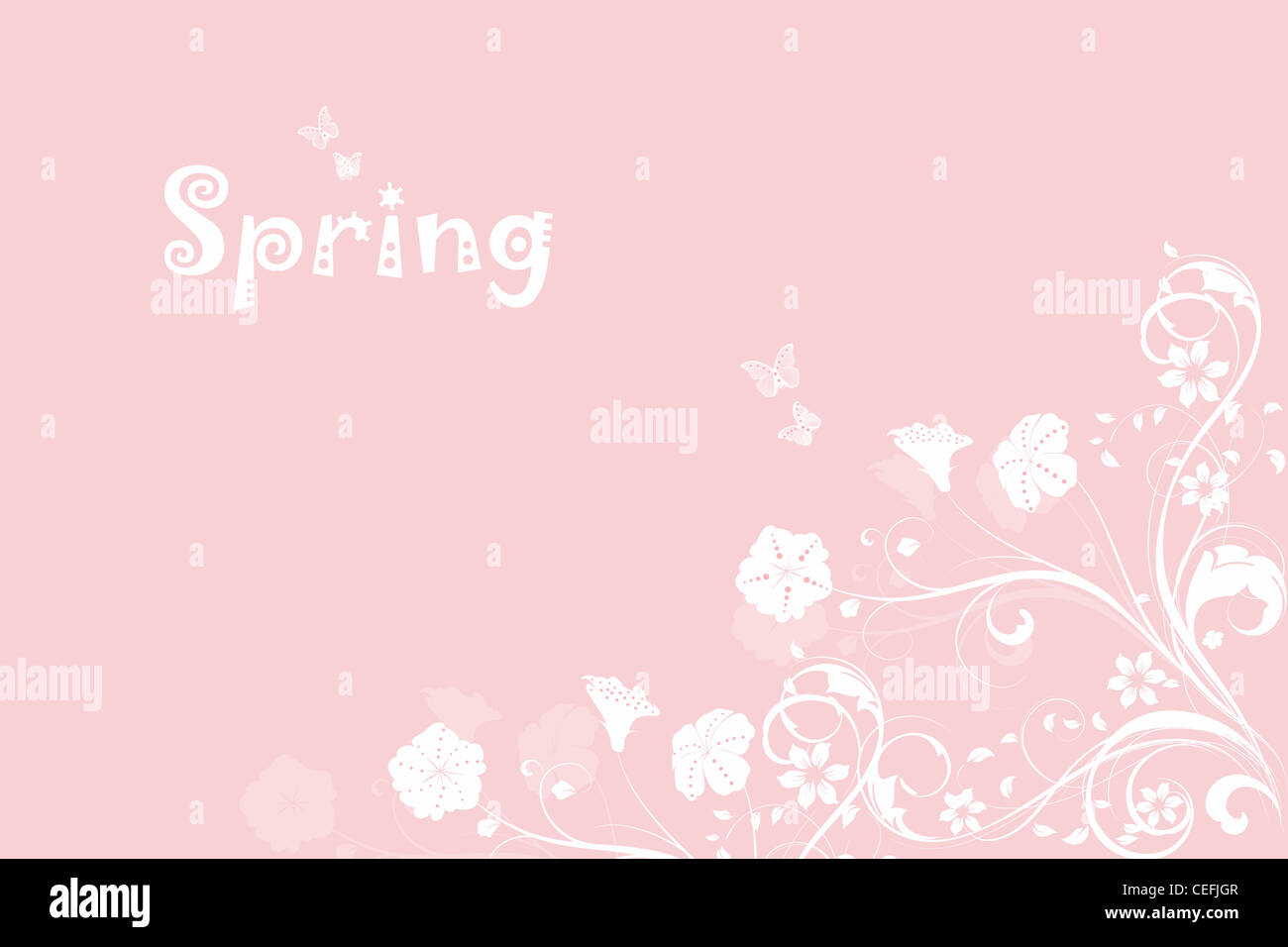 Beautiful spring pink background of floral and butterfly Stock Photo ...