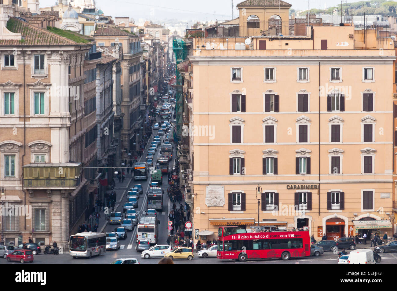 Facade and traffic street at city centre, Rome, Italy Stock Photo - Alamy