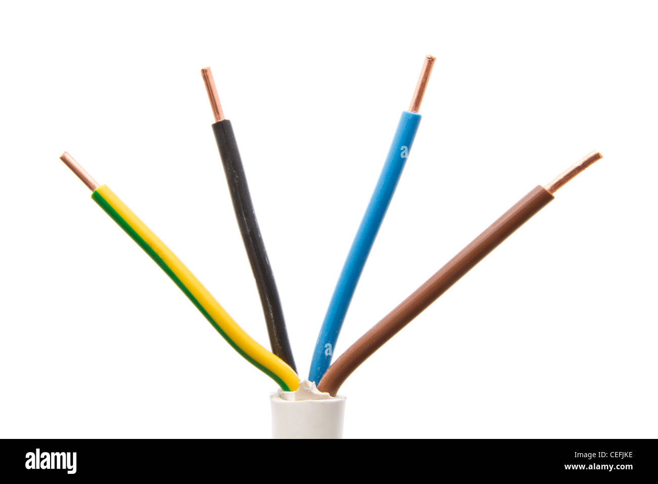 Colorful electrical wire closeup on white background Stock Photo - Alamy
