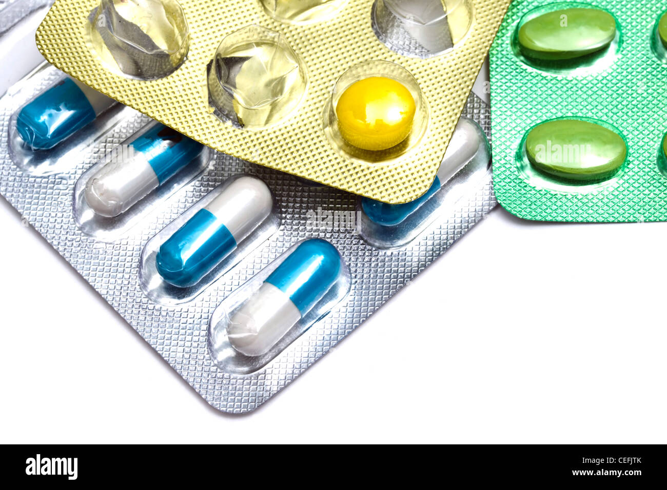 Different pills isolated on white background Stock Photo - Alamy