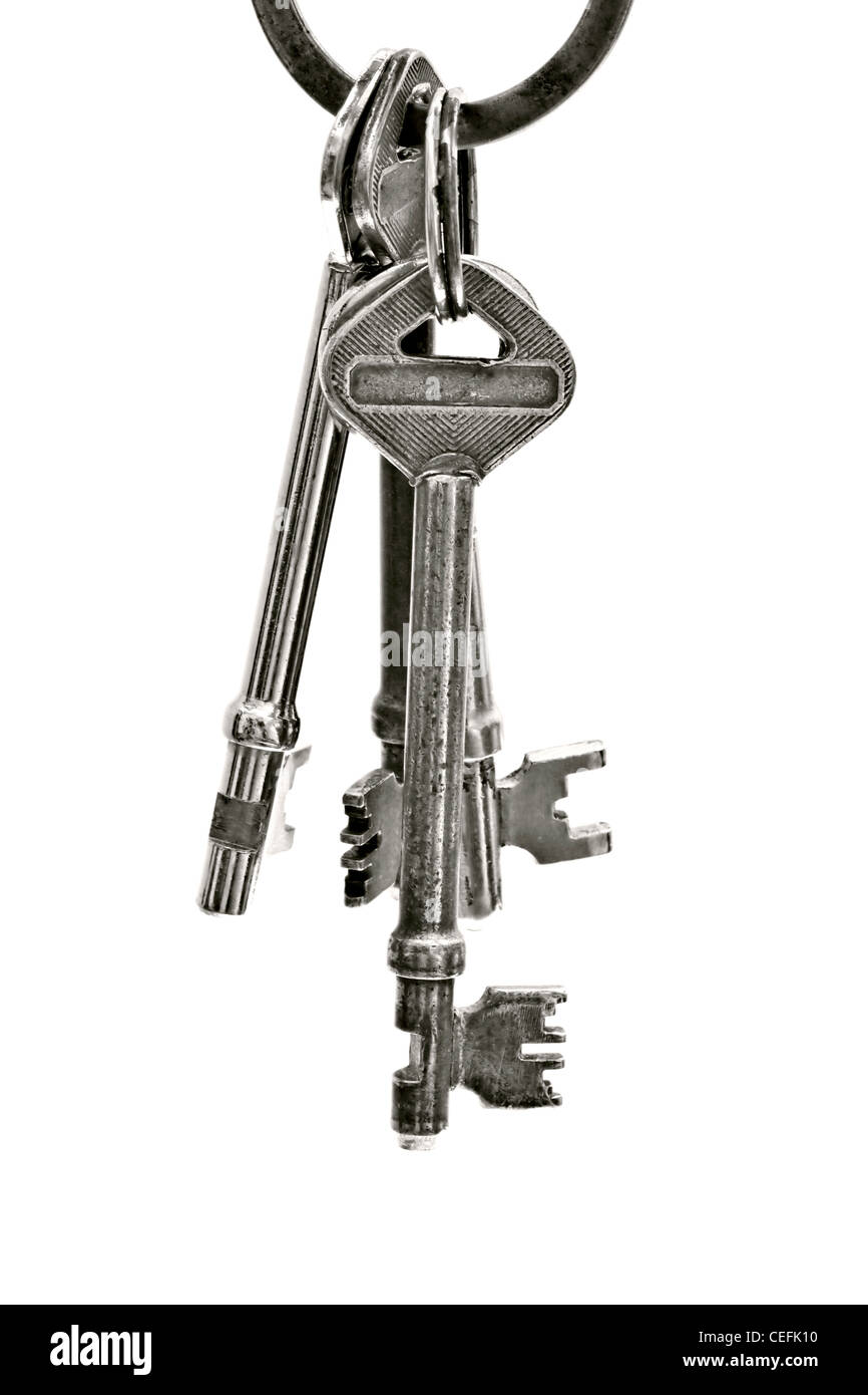 A bunch of old keys isolated on white background Stock Photo - Alamy