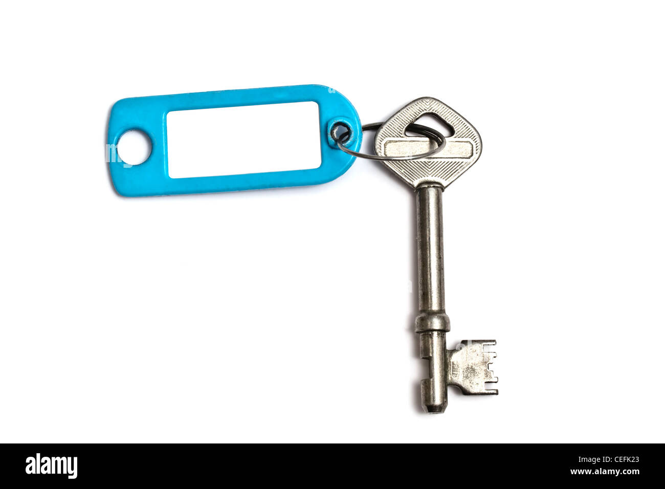 Blank tag and old key isolated on white background Stock Photo - Alamy